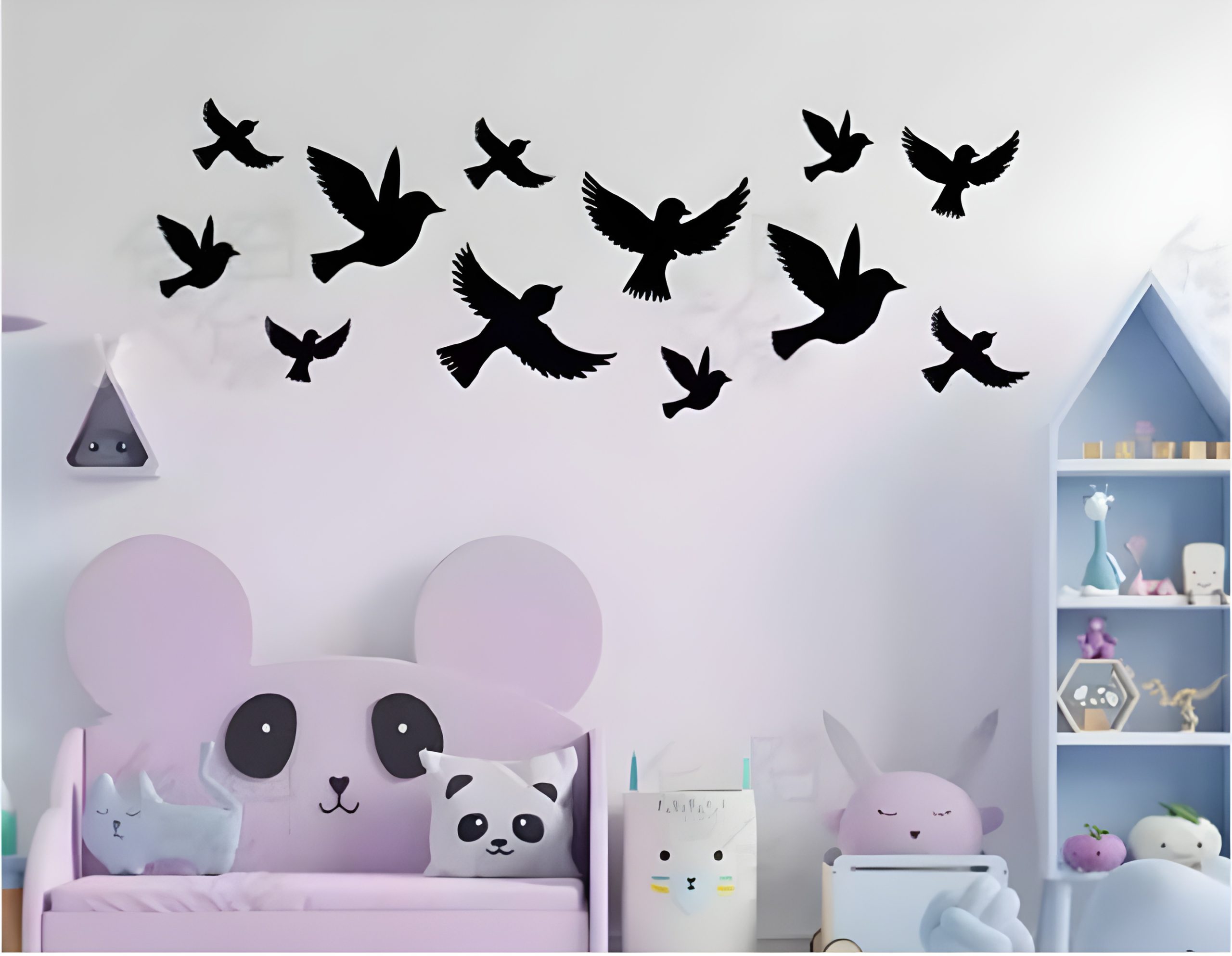 Wooden Birds Wall Stickers (12 Birds Set) Wall Stickers